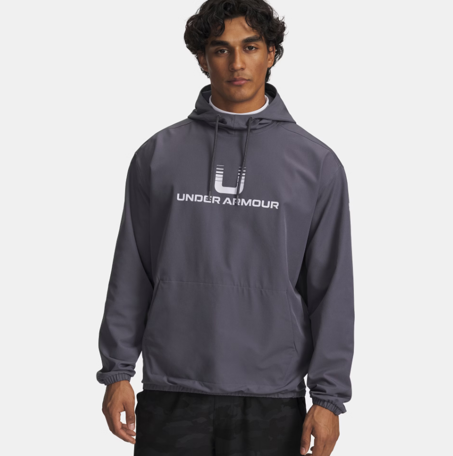 UAA-A16 (Under armour mens unstoppable woven hoodie castlerock/white ...