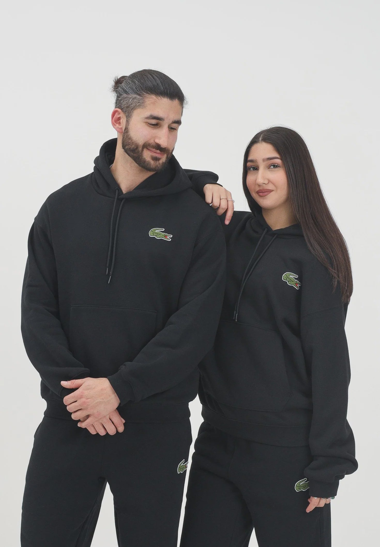 LCA-W22 (Lacoste croc signature loose fit hoodie black) 725910761 ...
