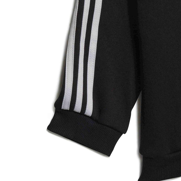 AA-J19 (Adidas infant 3 stripe full zip fleece jogger set black/white ...